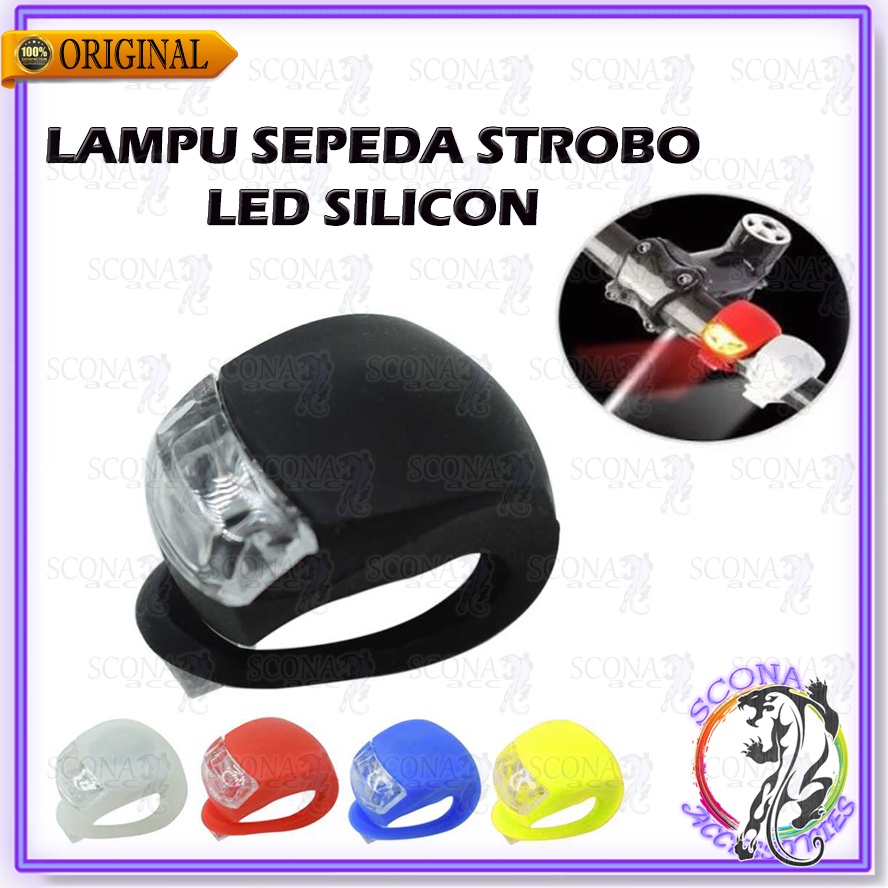 Jual LAMPU SEPEDA STROBO LED SILICON DEPAN/BELAKANG | Shopee Indonesia