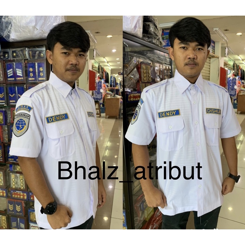 Jual Seragam perhubungan DISHUB /baju putih DISHUB cowo pendek (BAHAN ...
