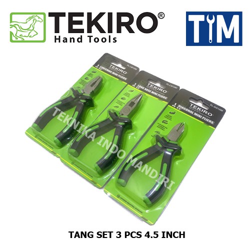 Jual TEKIRO Tang Kombinasi / Tang Potong / Tang Lancip Set 3 PCS ukuran 4.5 INCH | Shopee Indonesia