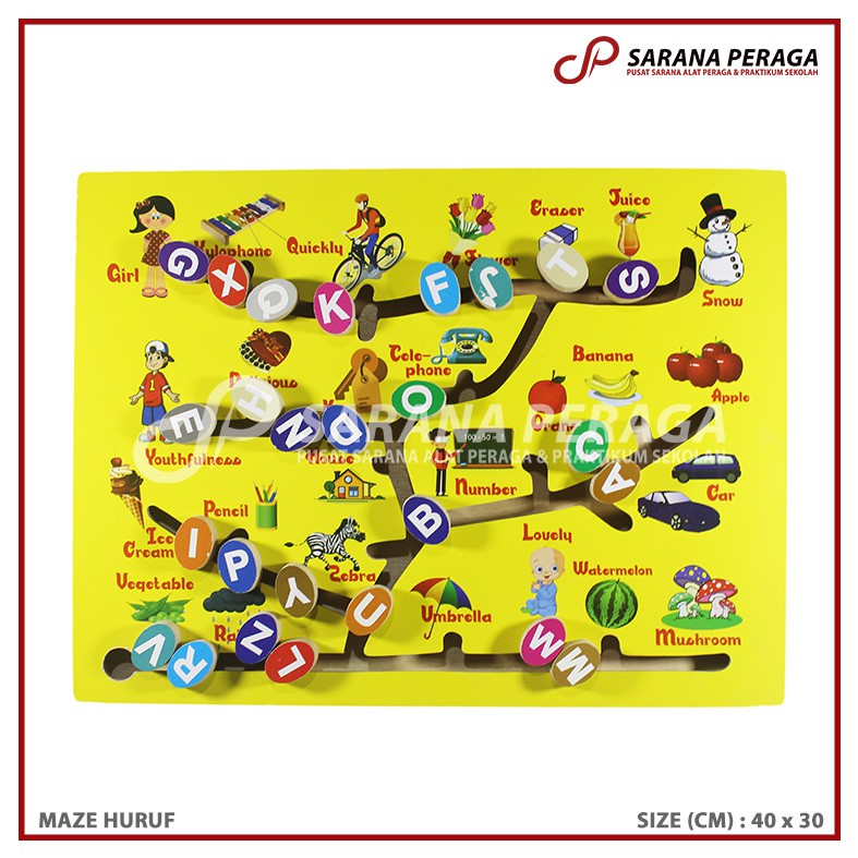 Jual SaranaPeraga - Maze Huruf Angka / Papan Alur Kayu - Mainan Edukasi ...