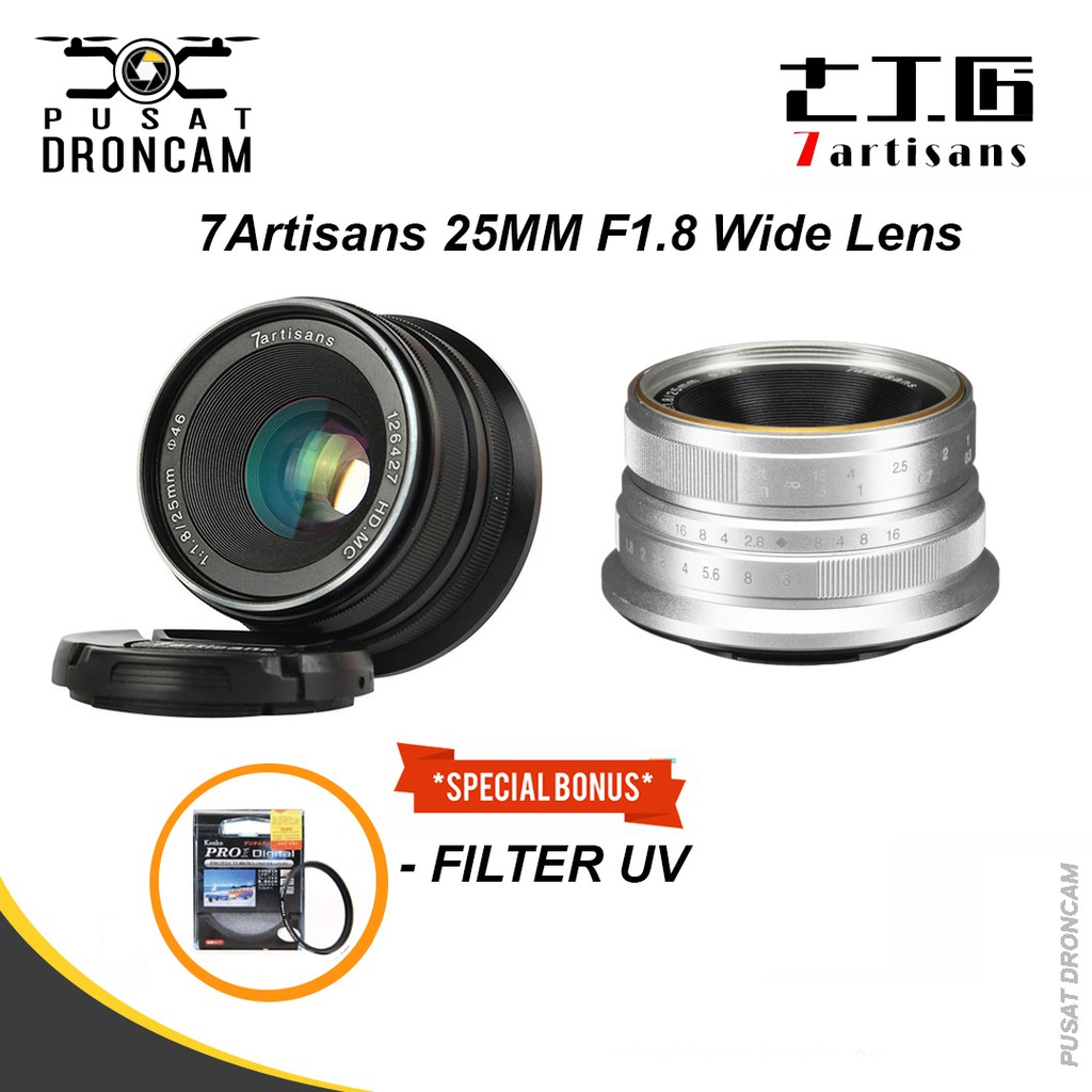 Jual Lensa Wide 7artisans 25mm f1.8 - For Canon EOS Mirrorless (Black ...