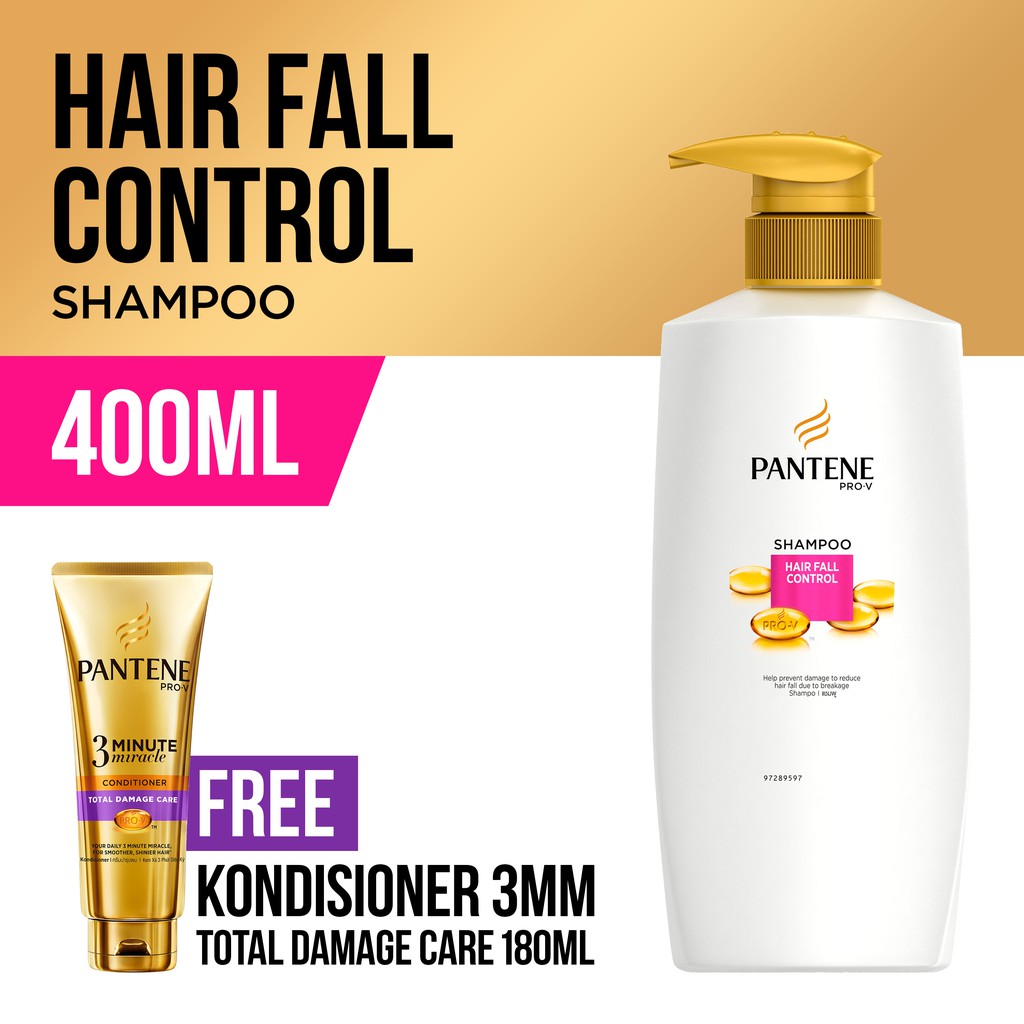 Jual Pantene Shampoo Hair Fall Control 400ml (Free Conditioner 3 ...