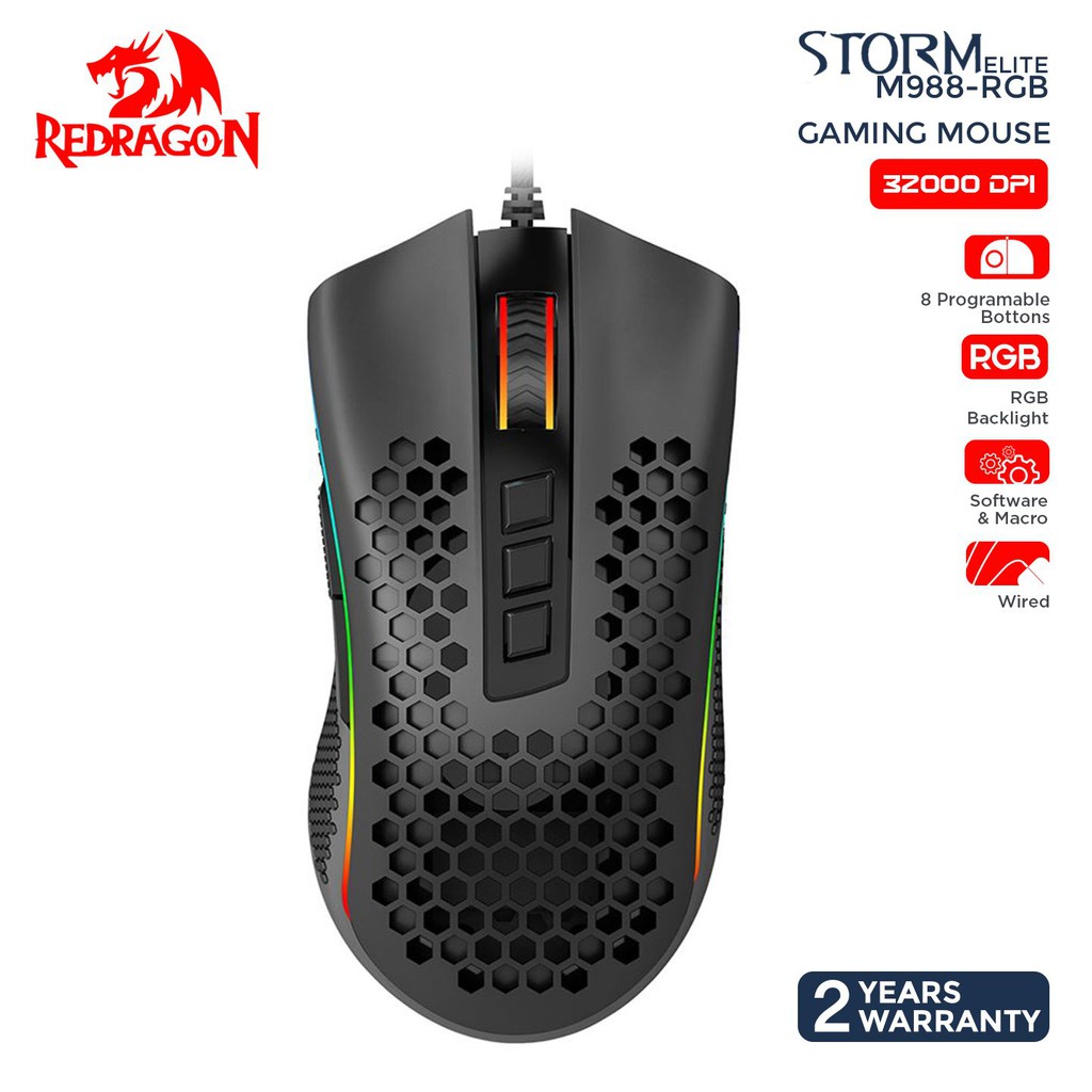 Redragon Gaming Mouse RGB STORM ELITE - M988-RGB | Shopee Indonesia