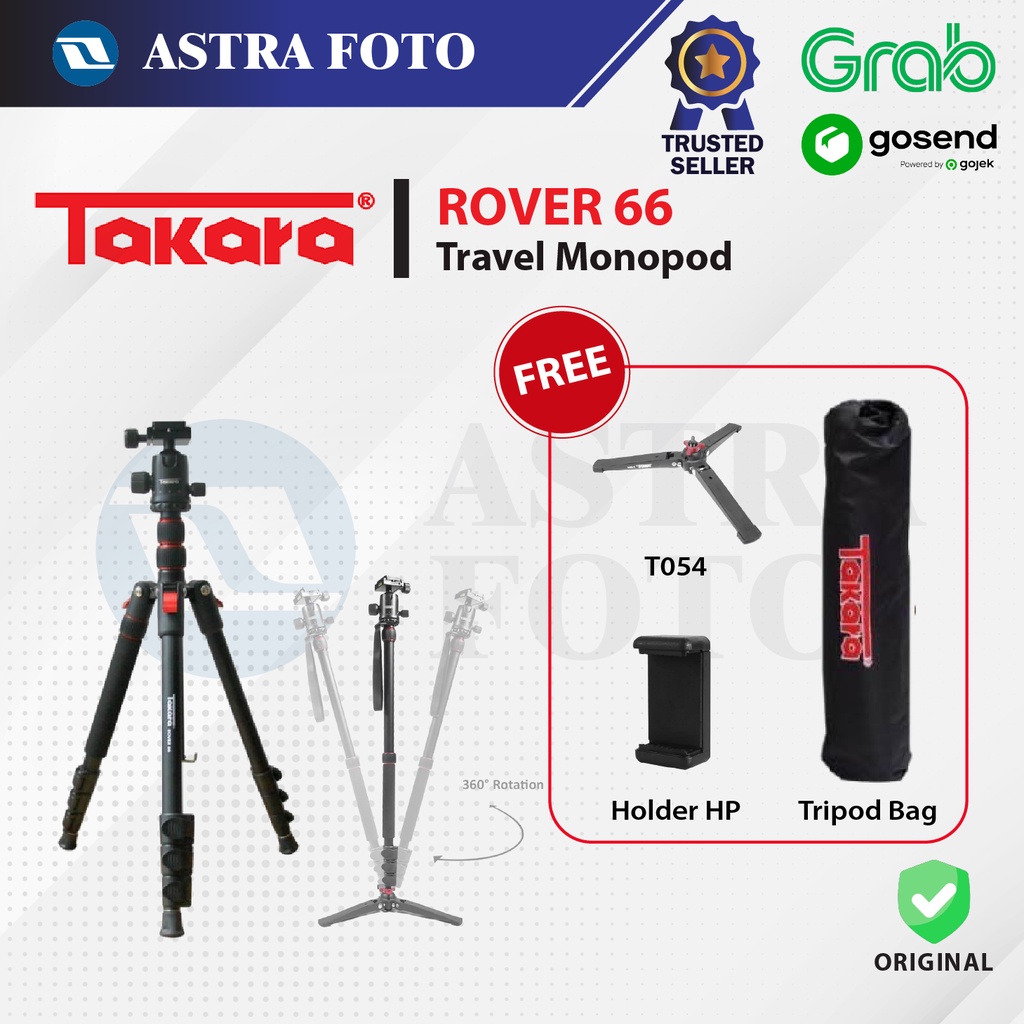 Jual Tripod TAKARA ROVER 66 TRAVEL MONOPOD kamera DSLR MIRRORLESS ...