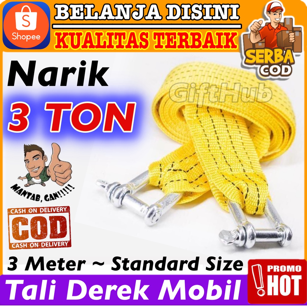 Jual Tali Derek Mobil Emergency Car Tow Rope Panjang 3 Meter Kuat Narik ...