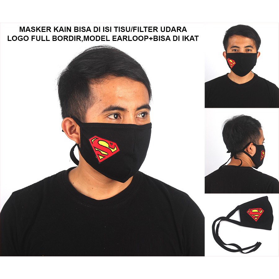 Jual masker kain cotton carded logo superman full bordir vanzy shop ... Jual masker kain cotton carded logo superman full bordir vanzy shop ...
