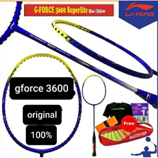 RAKET BADMINTON LINING GFORCE / G-FORCE 3600 SUPERLITE ORIGINAL PAKET ...