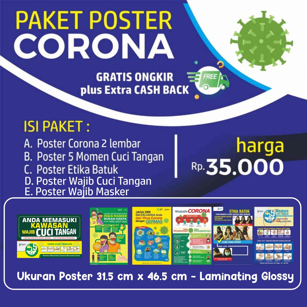 Jual Poster Prokes, Poster Kesehatan, Sosialisasi Corona, Paket Poster ...