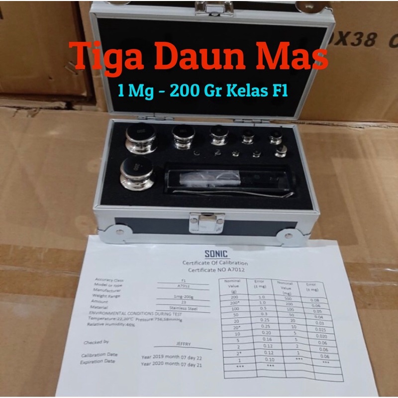 Jual Anak Timbangan Stainless Sonic F1 1 Mg - 200 Gr / Batu Timbangan Stainless 1 Mg - 200 Gr ...