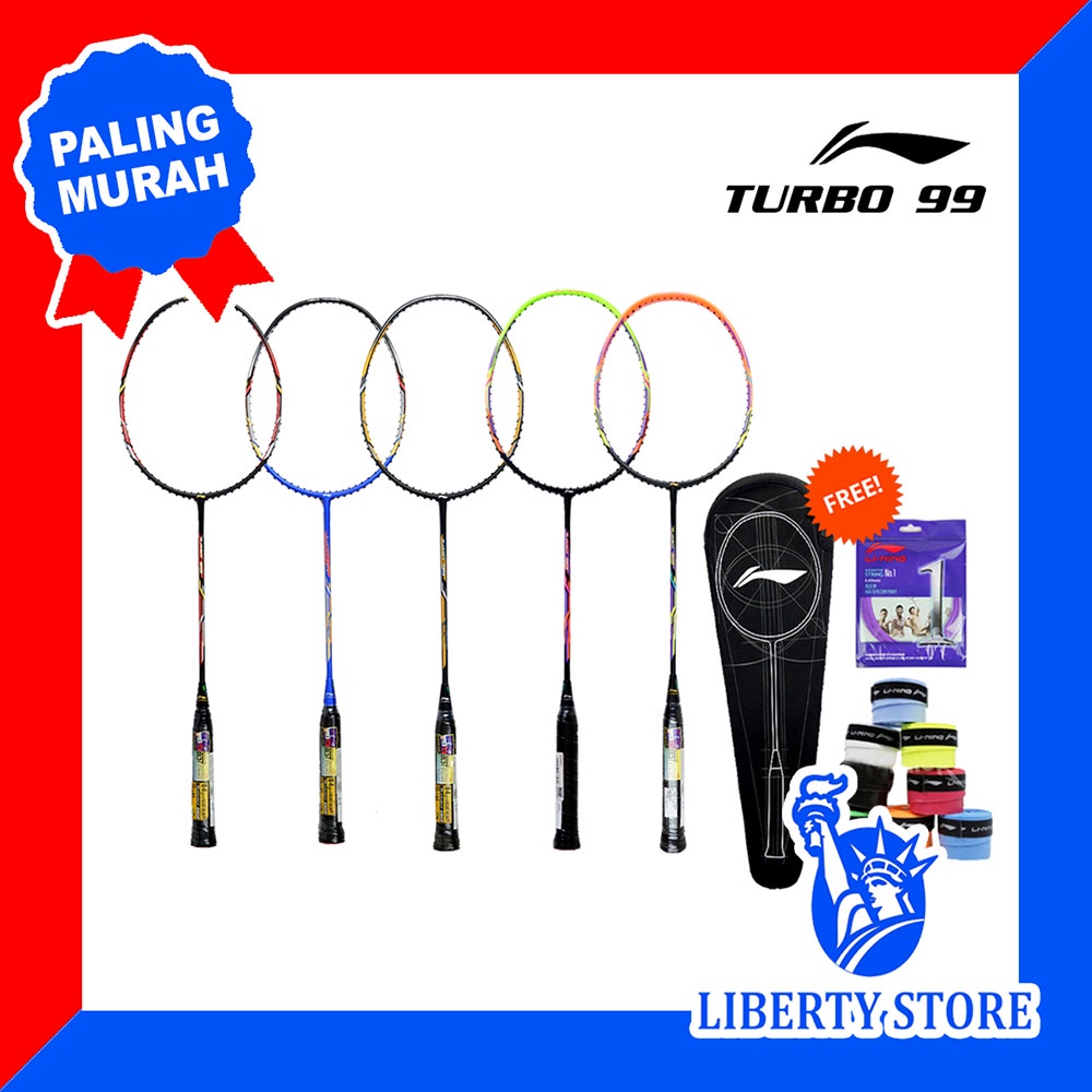 Jual Raket Badminton ORIGINAL LINING TURBO 99 + TAS + SENAR + GRIP ...