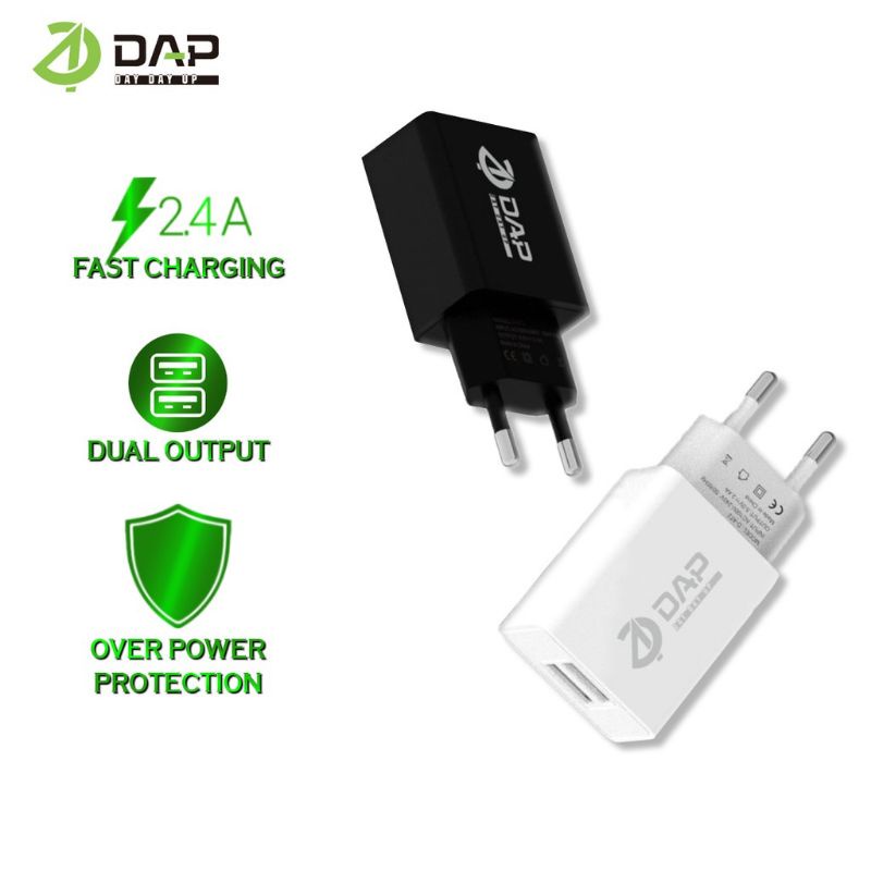 Jual TC Adaptor Kepala Charger Adapter 2 Port USB DAP D-AT2 2.4 Fast ...