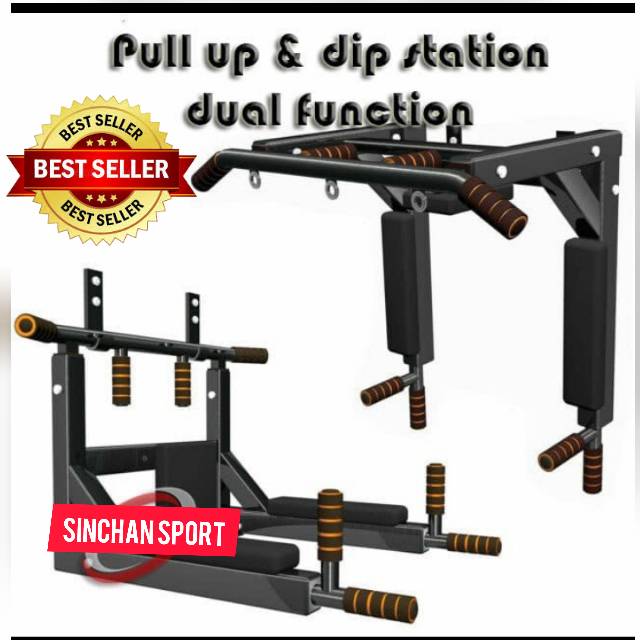 Adjustable Pull Up Bar - Wall Mount Portable Pullup Dipping Bar ...
