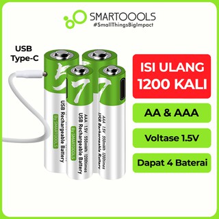 Baterai Cas Isi Ulang 4pcs Smartoools AA & AAA 1.5V Type-C USB ...