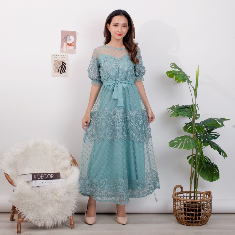 Jual 40728/Dress Pesta Kondangan / Dress Brukat / Dress Pesta /Dress ...