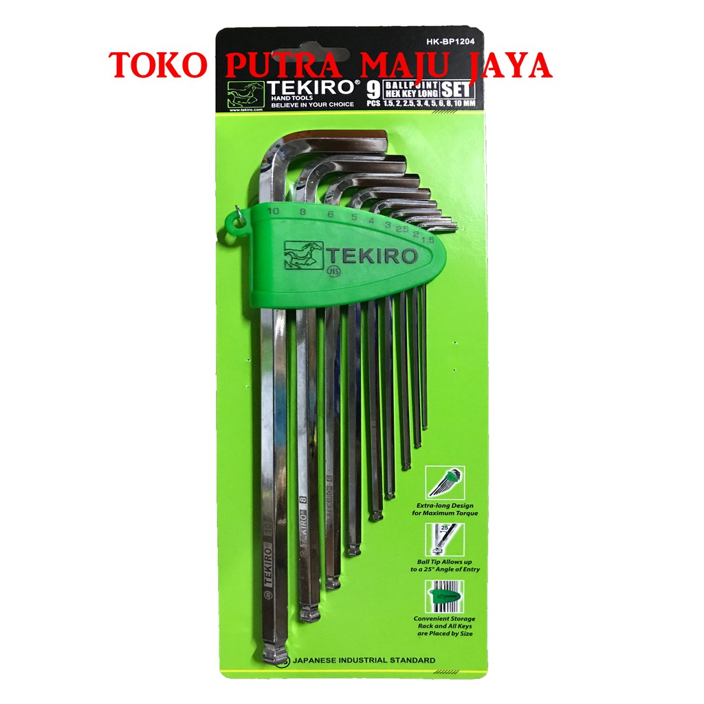 Jual KUNCI L TEKIRO PANJANG BALLPOINT 9 PCS BALL POINT HEX KEY LONG ...