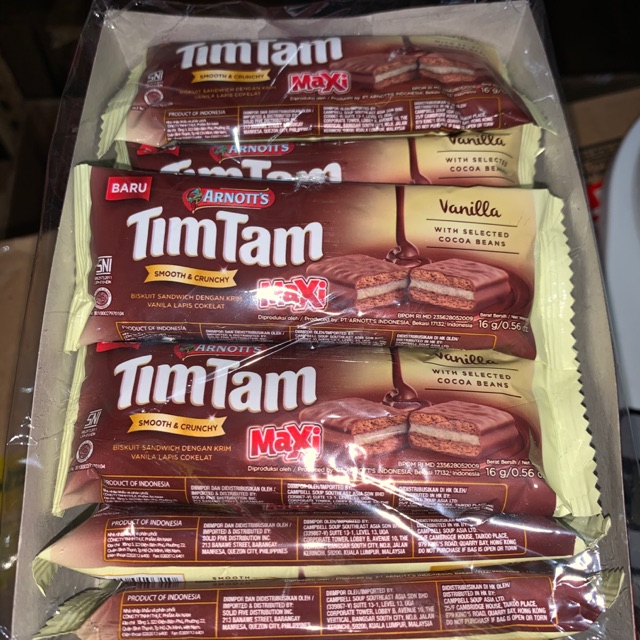 Jual Timtam Tim Tam maxi VANILA 16gr 1 box isi 12 pcs x 16 gram vanila ...