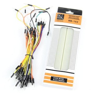Jual 830 Tie Points Solderless PCB Breadboard Mb102 with 65pcs Jumper Cable Wire | Shopee Indonesia