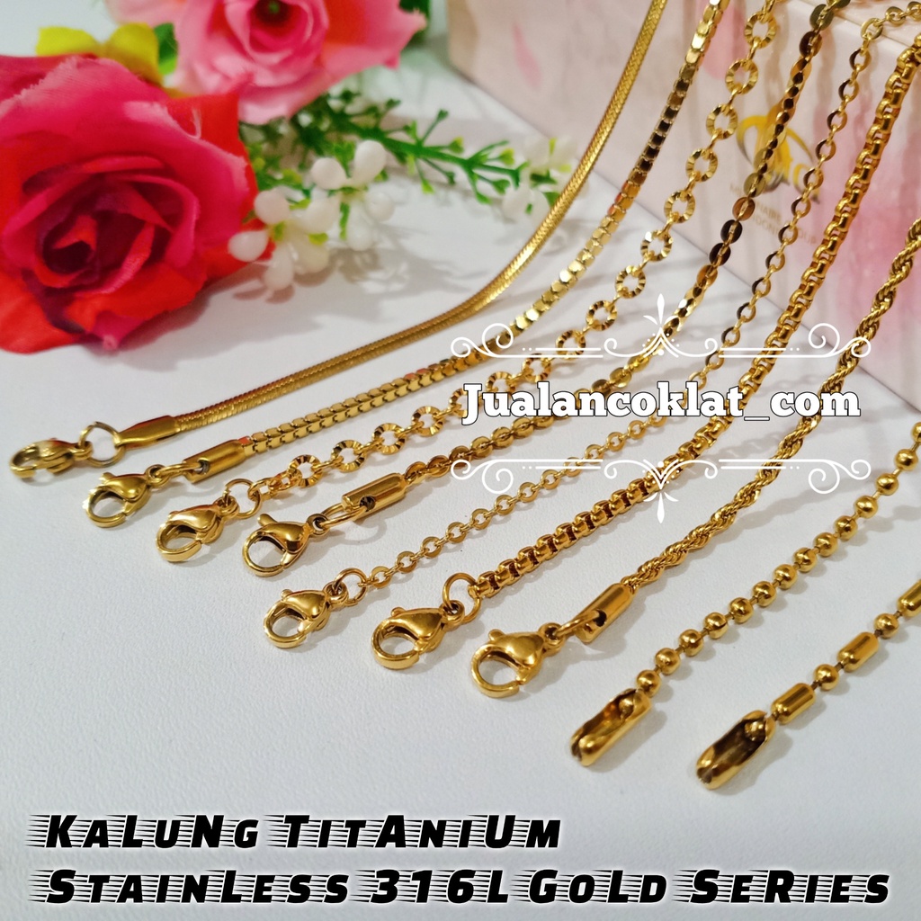 Jual VARIASI GOLD / emas rantai kalung titanium stainless 316L HIGH ...