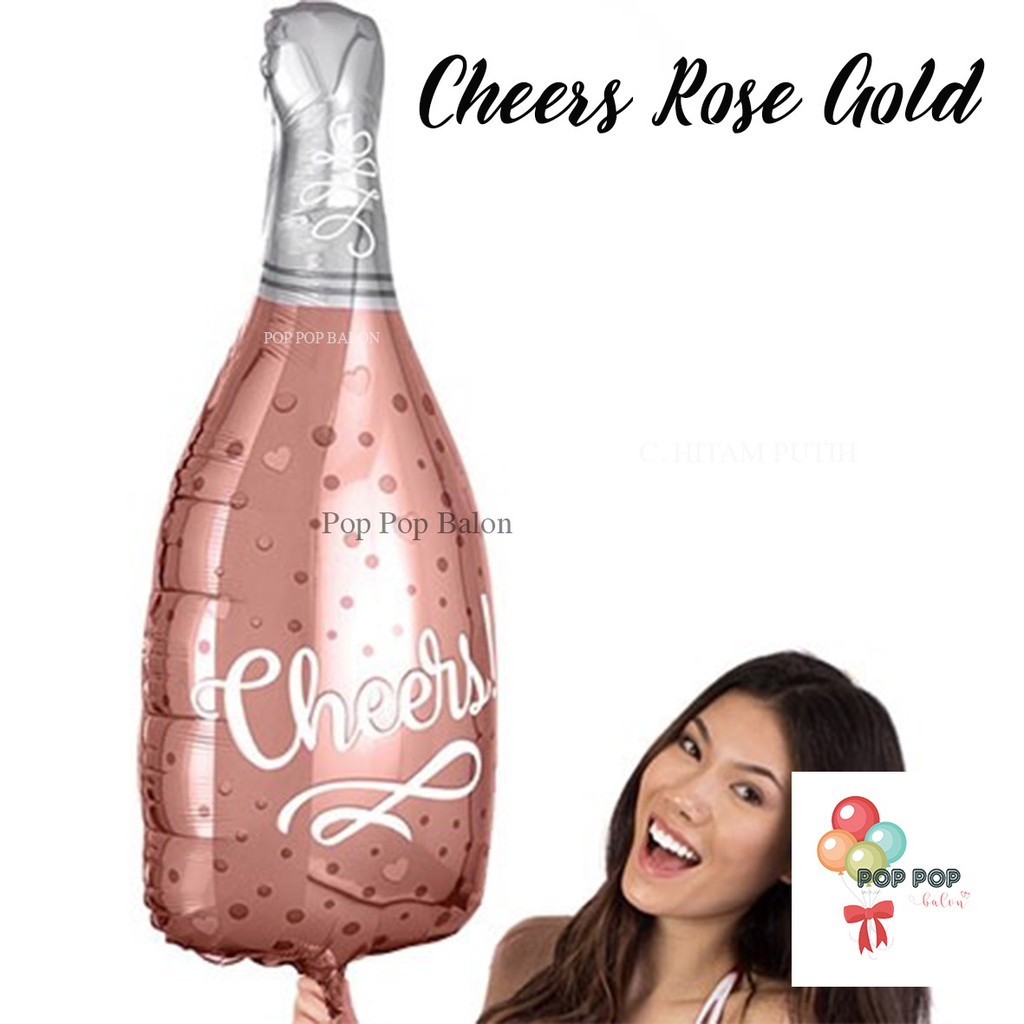 Jual Balon Foil Botol Cheers ROSE GOLD champagne | Shopee Indonesia