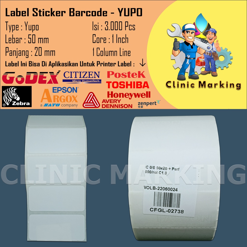 Jual Label Sticker Barcode Yupo 50mm X 20mm - 1 Line Isi 3.000 Pcs ...