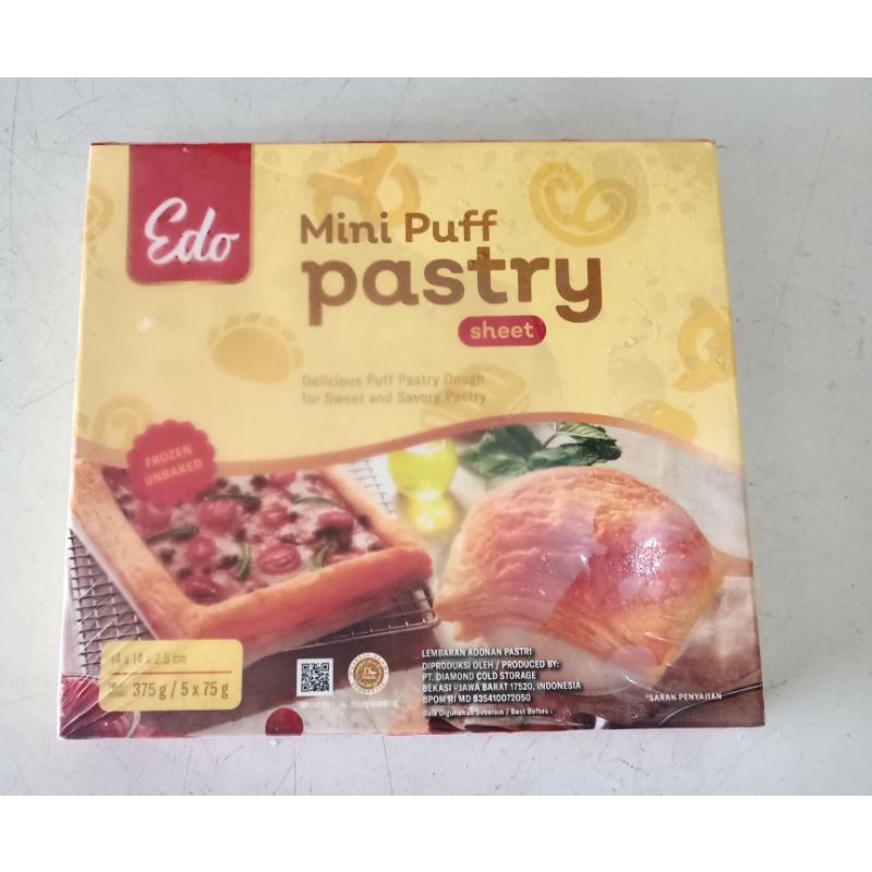 Jual Edo mini puff pastry sheet 375gr / 5x75gr ukuran 14x14x2,5cm ...