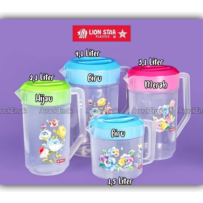 Jual promo COD Teko air minum Lion star 2.1 Liter besar plastik aman ...