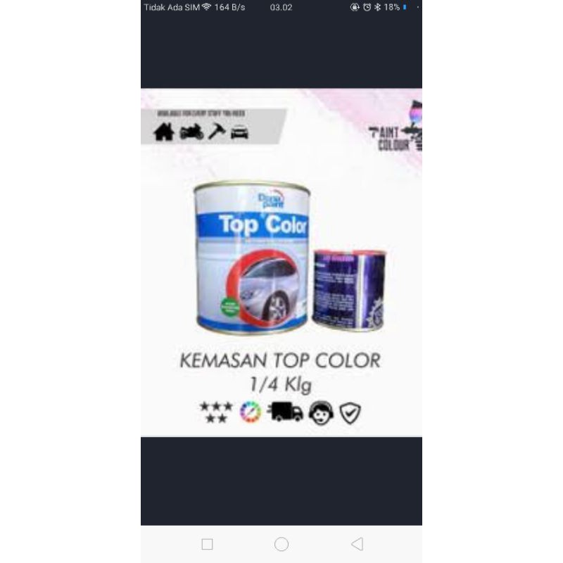 Jual cat top color warna solit 1/4 semua warna costem warna solid ...