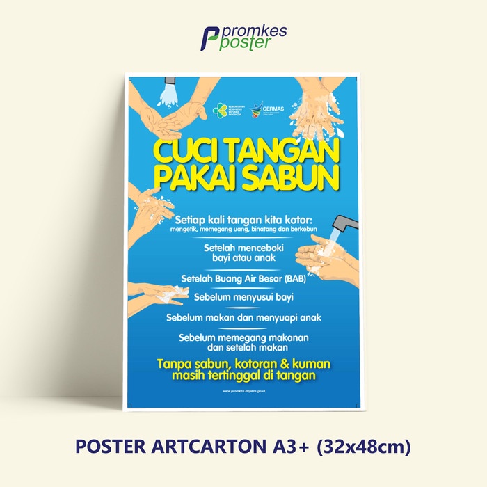 Jual Poster Kesehatan Cuci Tangan Pakai Sabun CTPS Indonesia|Shopee ...