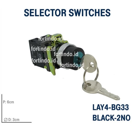 Jual Selector Switches Push Button With LED LAY4-BG33 2NO Hitam MERK ...