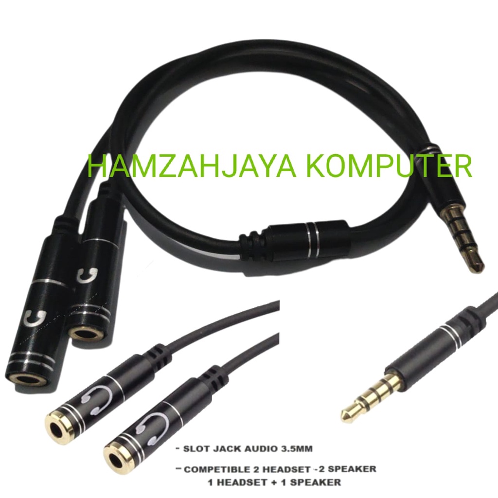 Jual Kabel Audio Splitter 1 Input 2 Output Share Music For 2 Headset ...