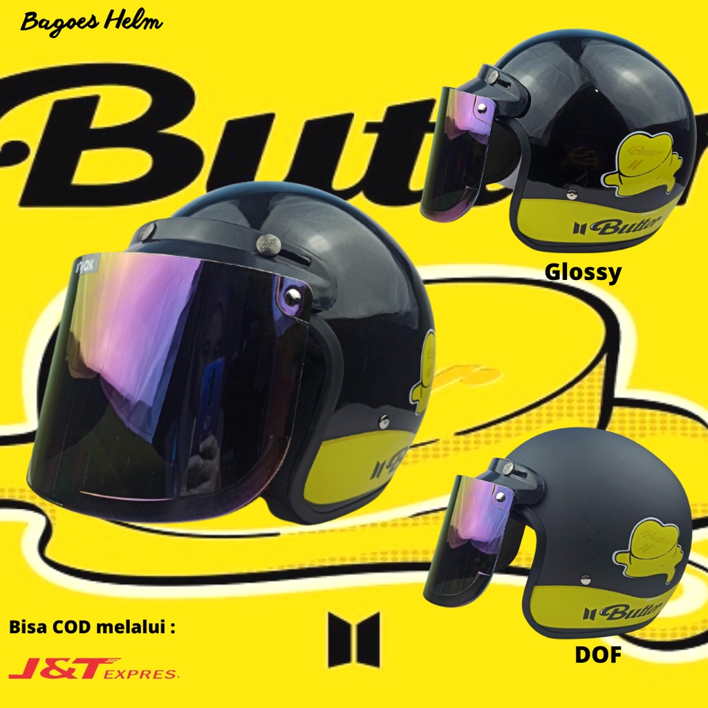 Jual Helm Bogo Retro Dewasa Cewek Cowok SNI Motif BUTTER BTS K-POP ...