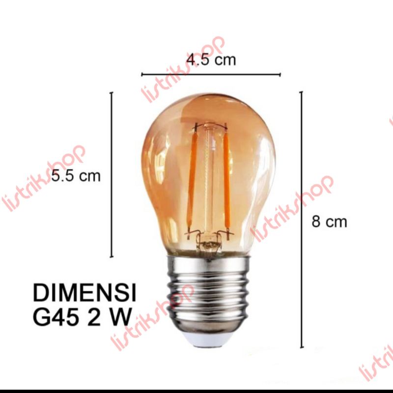 Jual Lampu Led Bulb Filamen Edison 2 Watt G45 E27 Kaca Vintage (Warm ...