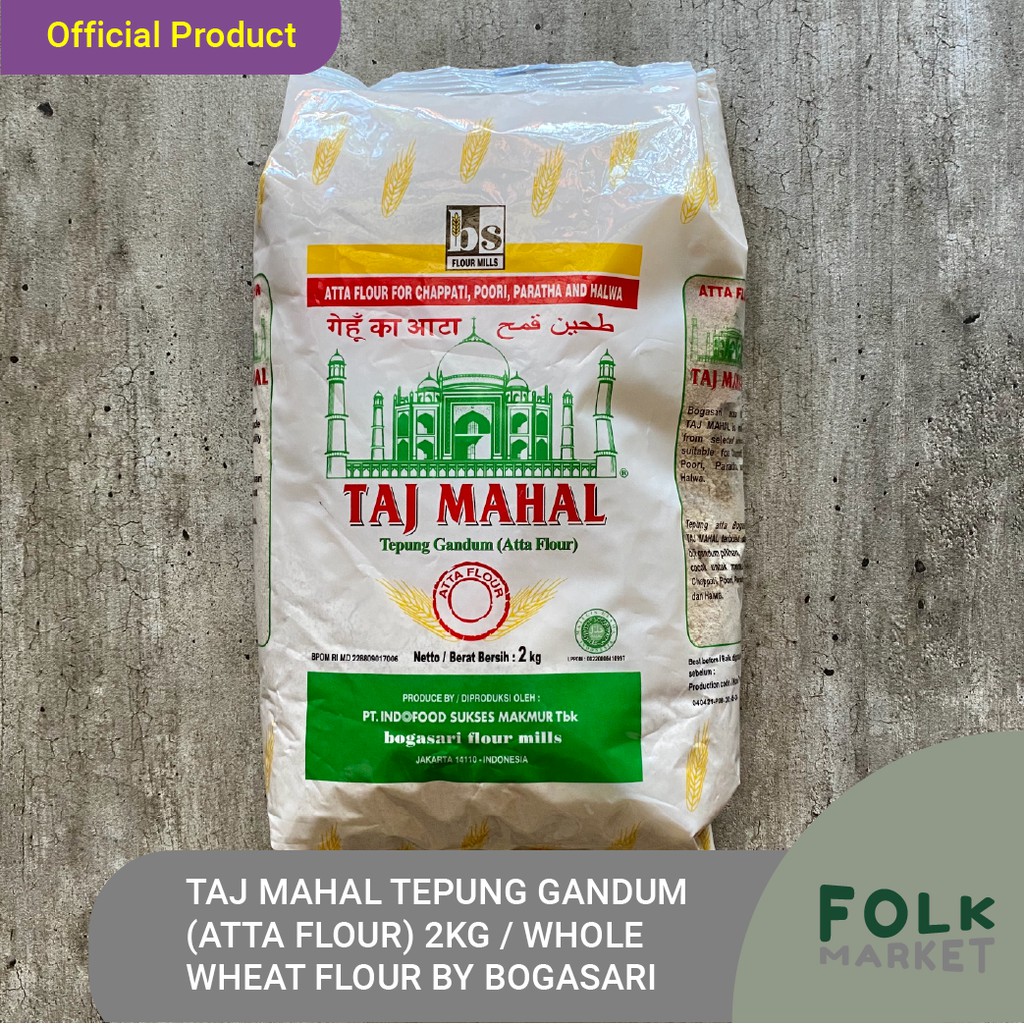 Jual TAJ MAHAL Tepung Gandum (Atta Flour) 2KG / Whole Wheat Flour by ...