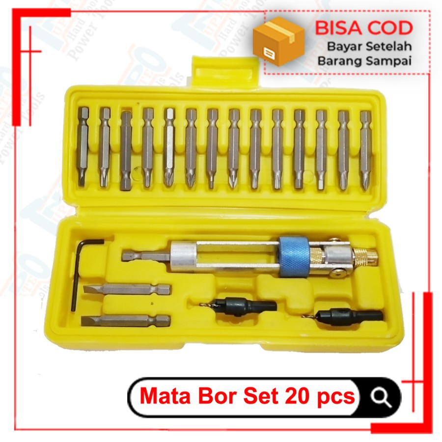 Jual Mata Obeng Bor set Komplit Obeng Socket Sambungan Bor cordless 20 ...