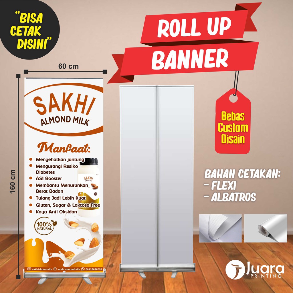 Jual Cetak Banner 60 X 160 + Rangka Kaki ROLL UP BANNER ALUMUNIUM 60 x 160 Indonesia|Shopee ...