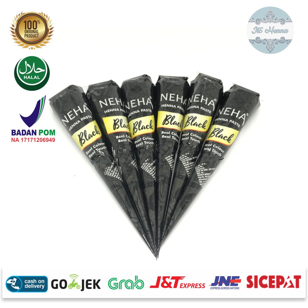 Jual Neha Hitam Henna Cone ( 1/2 Box isi 6 Cone ) | Shopee Indonesia