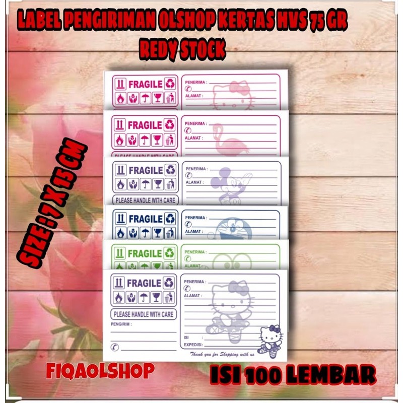 Jual LABEL PENGIRIMAN OLSHOP ISI 100 LEMBAR /LABEL PENGIRIMAN MURAH ...