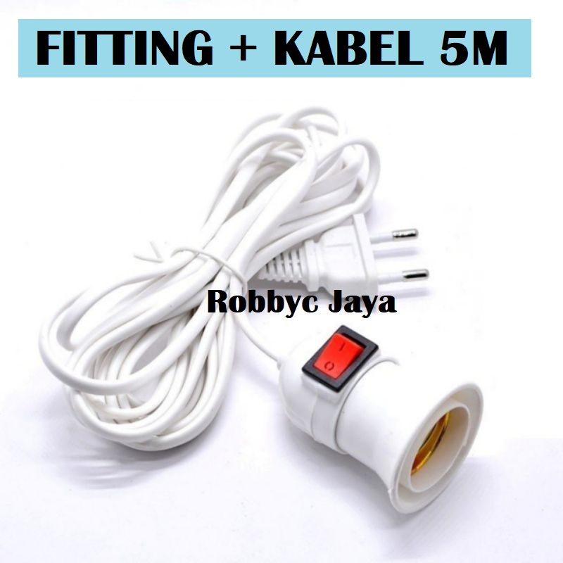 Jual fitting Lampu + Saklar Kabel 5M / Fiting Gantung On/Off + Kabel 5 ...