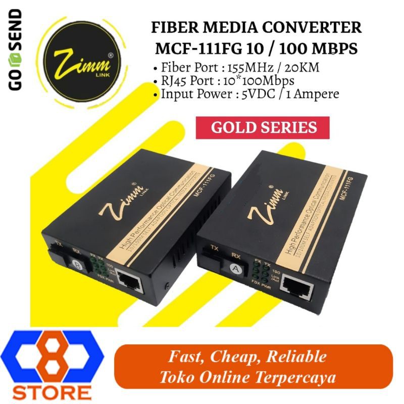 Jual MEDIA CONVERTER ZIMMLINK MCF-111FG GOLD AB 10/100 MBPS GARANSI RESMI | Shopee Indonesia