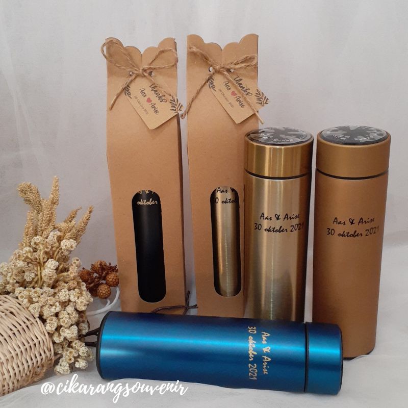 Jual Souvenir pernikahan Botol Tumbler termos LED Sablon | Shopee Indonesia