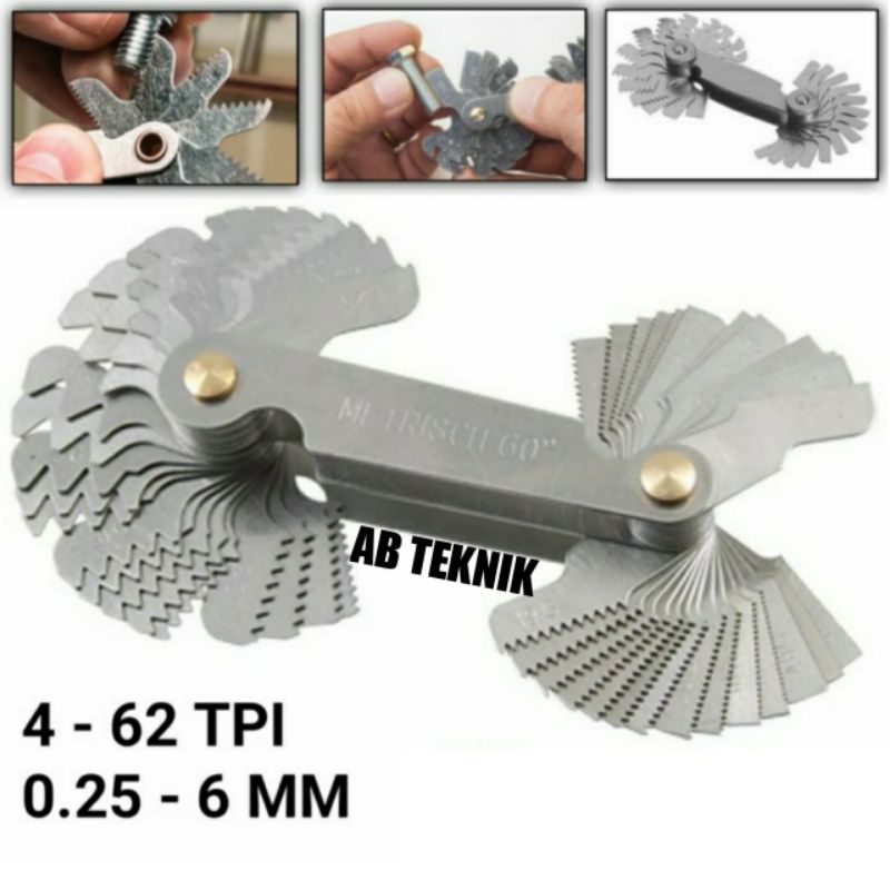 Jual Alat Pengukur drat baut 0,25 - 6 mm Pitch Sekrup SOLAR Thread ...
