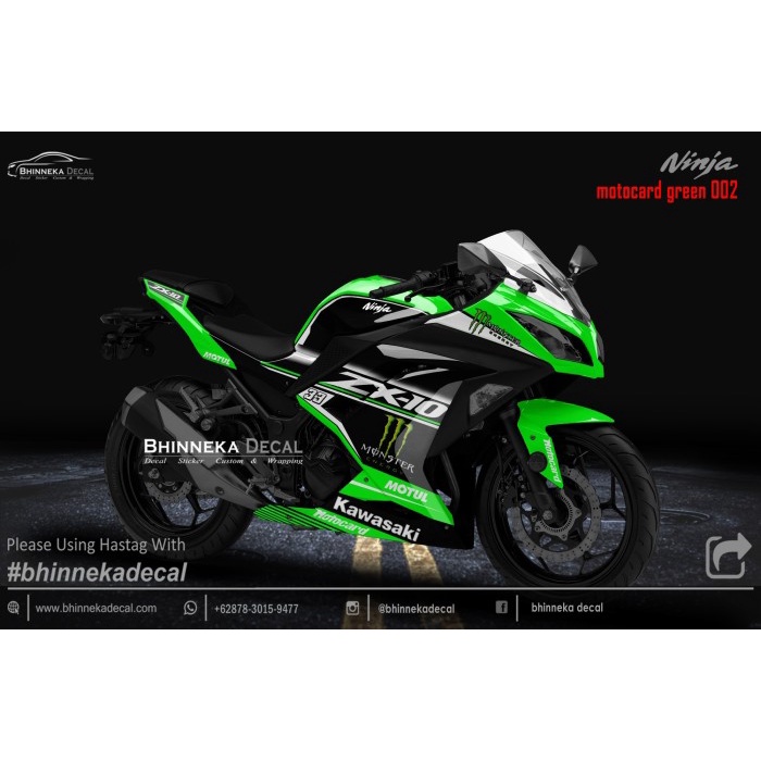 Jual DECAL STICKER NINJA 250 FI DESAIN MOTOCARD GREEN-014 | Shopee ...