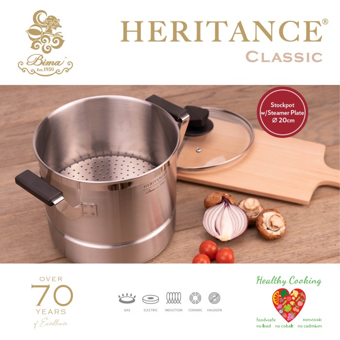 Jual Bima Heritance Classic Stockpot with Steamer Plate 20cm | Shopee ...
