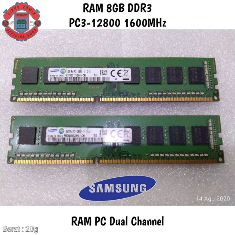 Jual RAM 8GB DDR3 PC3-12800 1600MHz • LongDIMM 2x4GB Dual Channel Memory DIMM 4GB Intel AMD ...