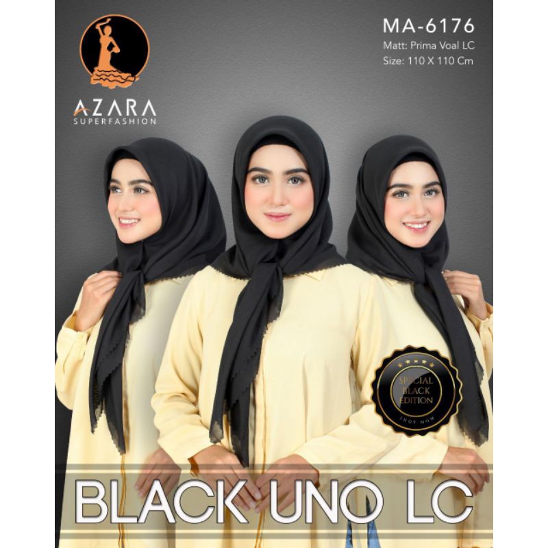 Jual Basic Voal || Hijab Paris Premium || Hijab Segiempat Black Uno LC by Azara || Oskara By ...