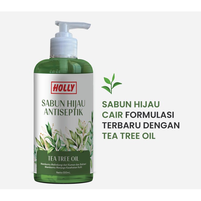 Jual Holly Sabun Hijau Cair Antiseptik With Tea Tree Oil 550 ml ...