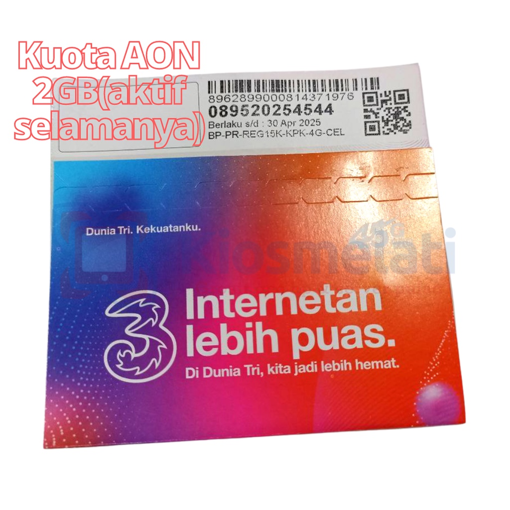 Jual KARTU PERDANA Kuota AON 2GB(aktif selamanya) TRI - THREE - TRE ...