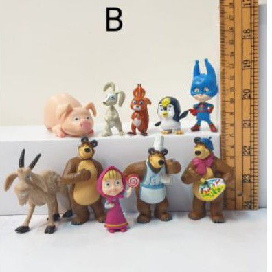 Jual figure set 10 marsha and the bear topper kue mainan | Shopee Indonesia