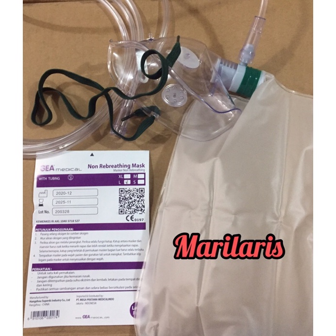 Jual Masker Oksigen Non Rebreathing DEWASA / NRM merk GEA | Shopee ...