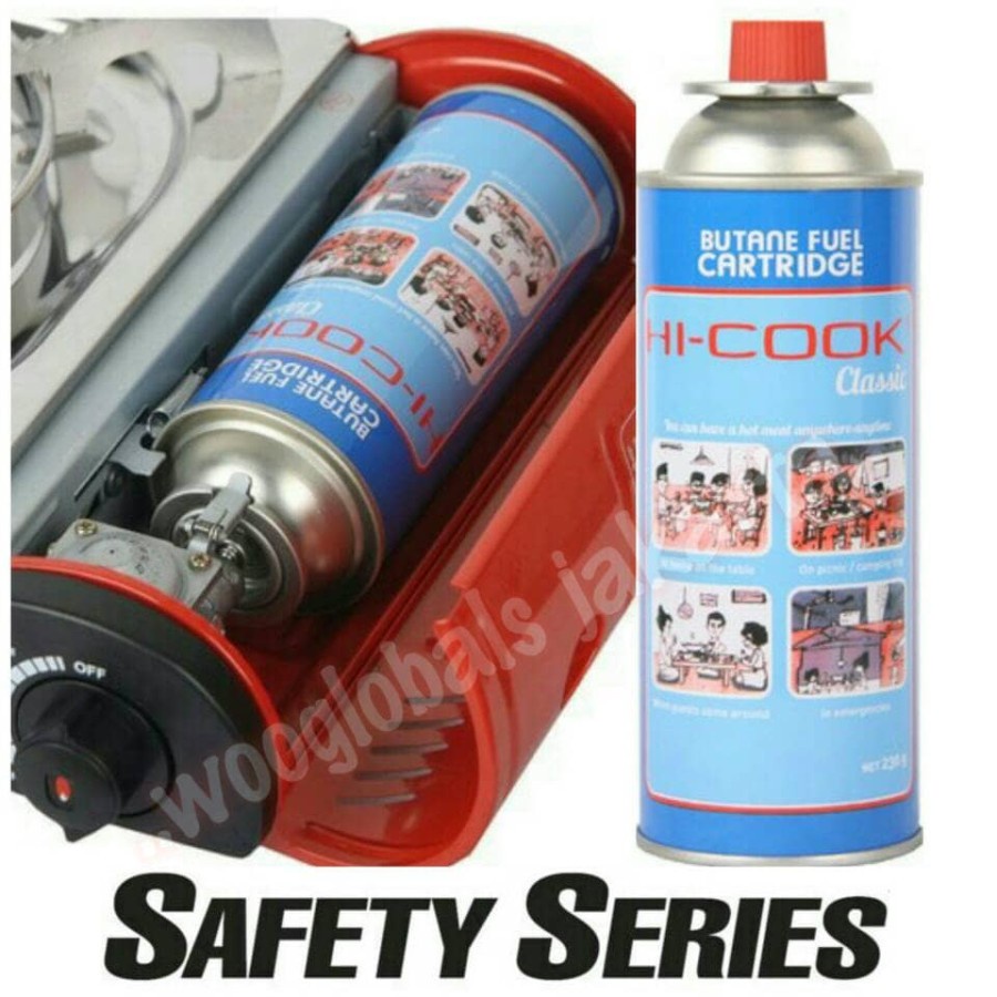 Jual TABUNG GAS PORTABLE KALENG HI COOK AMAN ORIGINAL FULL 230 GRAM ...